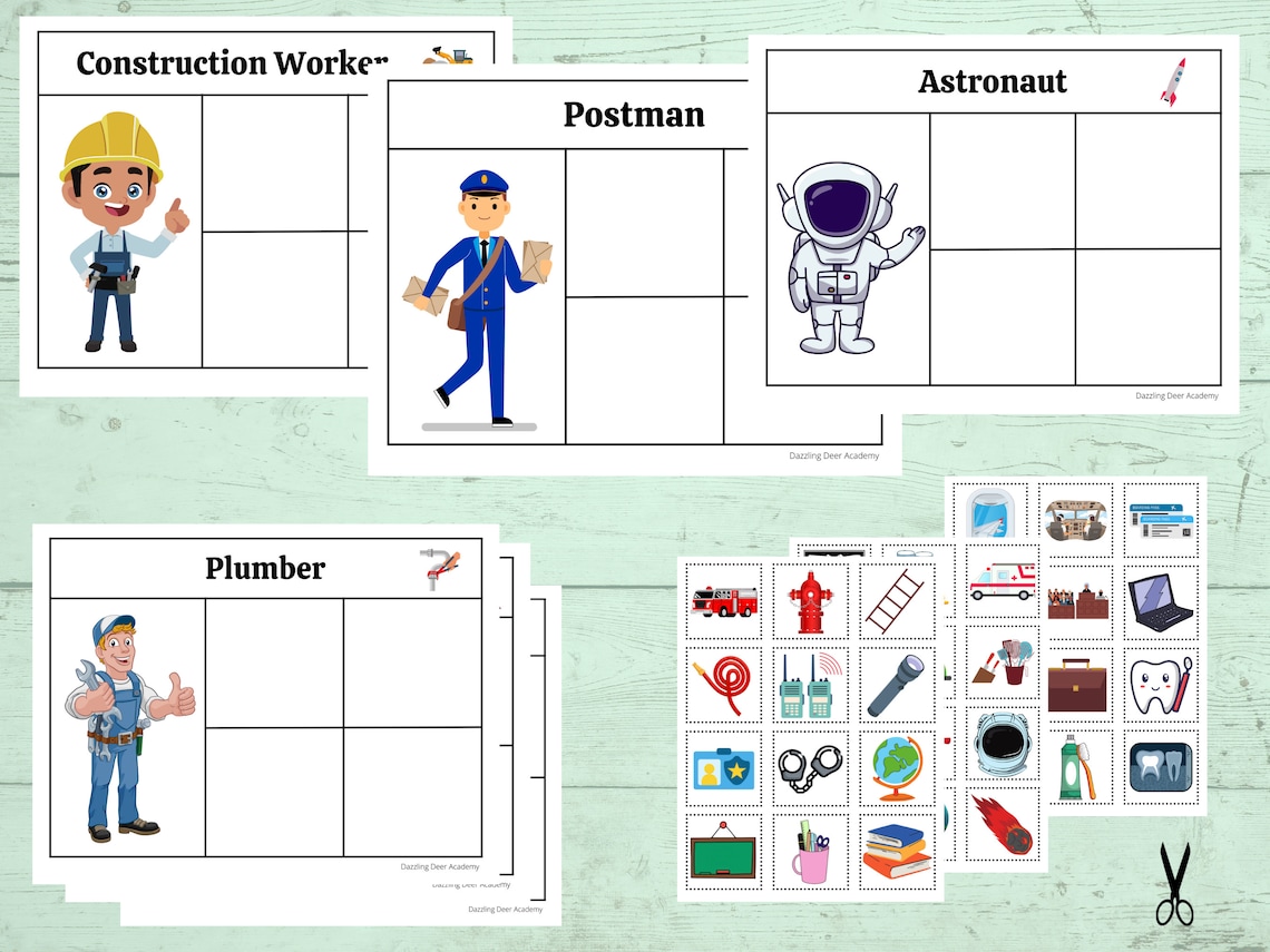 42 Occupation / Job Flashcards & 12 Community Helper Matching by ...