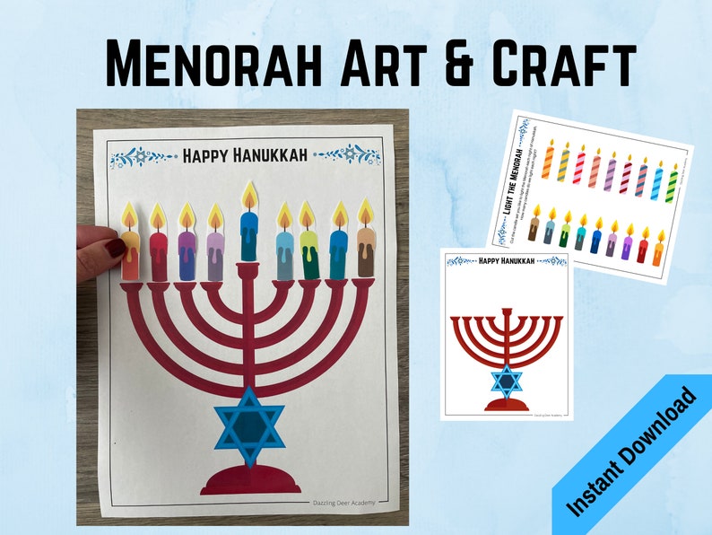 Hanukkah Activity Pack & Game Bundle for Kids Menorah Art and Craft ...