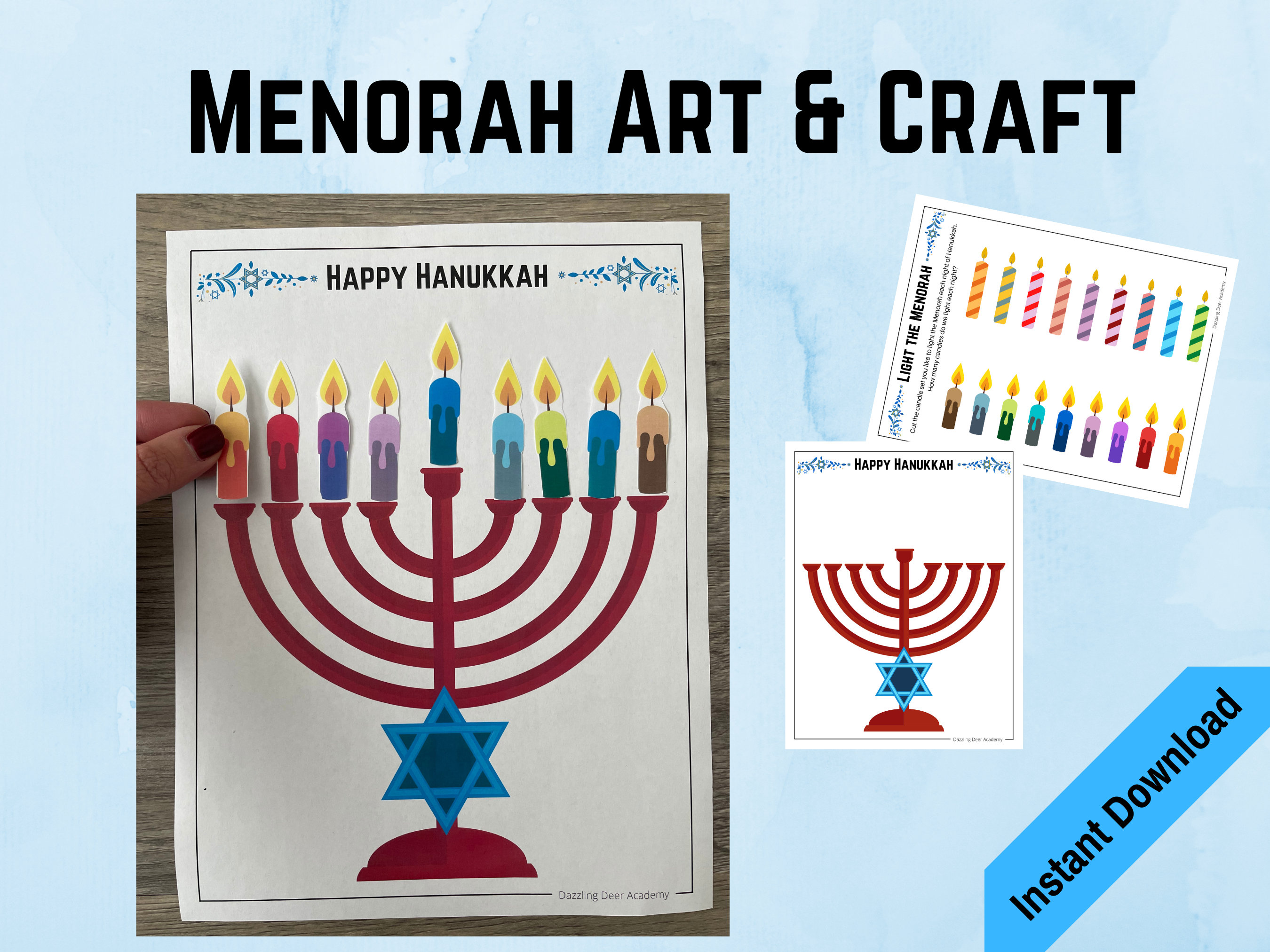 Hanukkah Activity Pack & Game Bundle for Kids Menorah Art and Craft ...