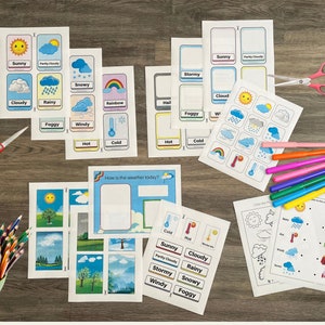 Weather Flashcards & Learning Activity for Kids, Printable Montessori ...