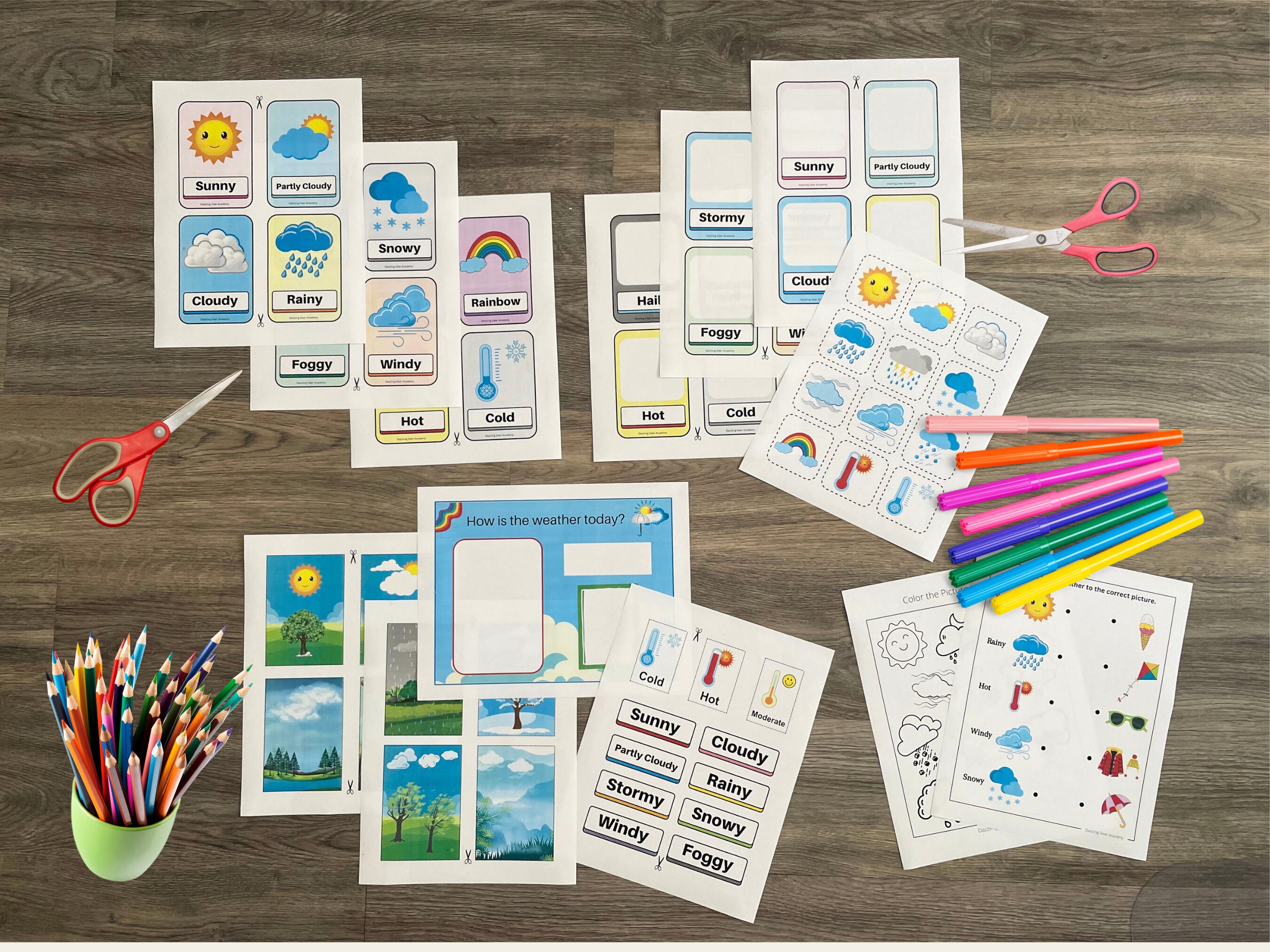 Weather Flashcards & Learning Activity for Kids, Printable Montessori ...