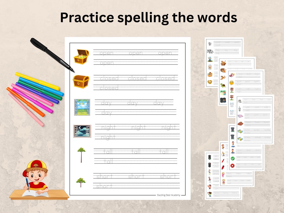 48 Opposite Words Kids Flashcards, Opposites Matching Game, Opposites ...