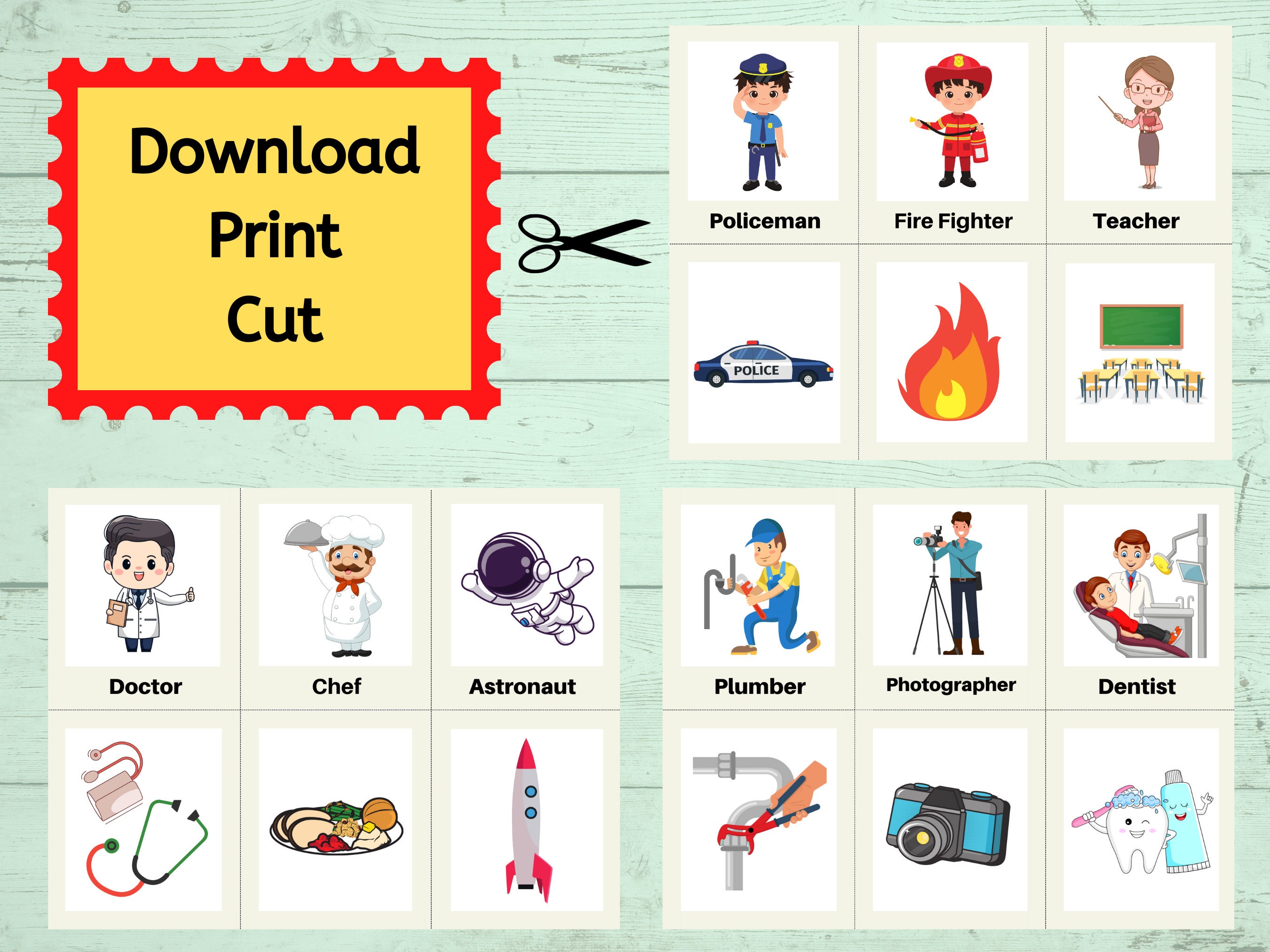 42 Occupation / Job Flashcards & 12 Community Helper Matching by ...