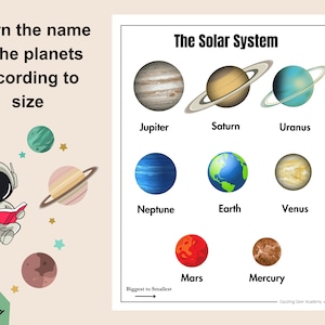 Solar System Printable Learning Activity for Kids, Planet Matching ...
