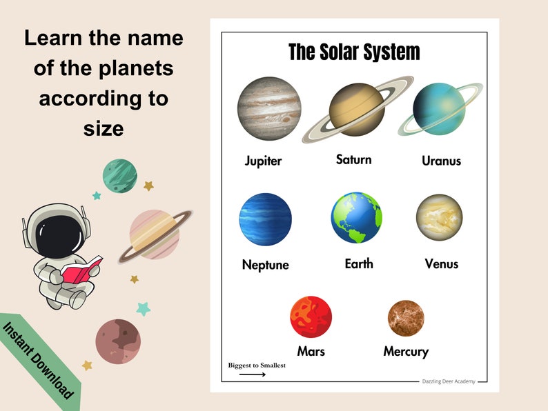 Solar System Printable Learning Activity for Kids, Planet Matching ...