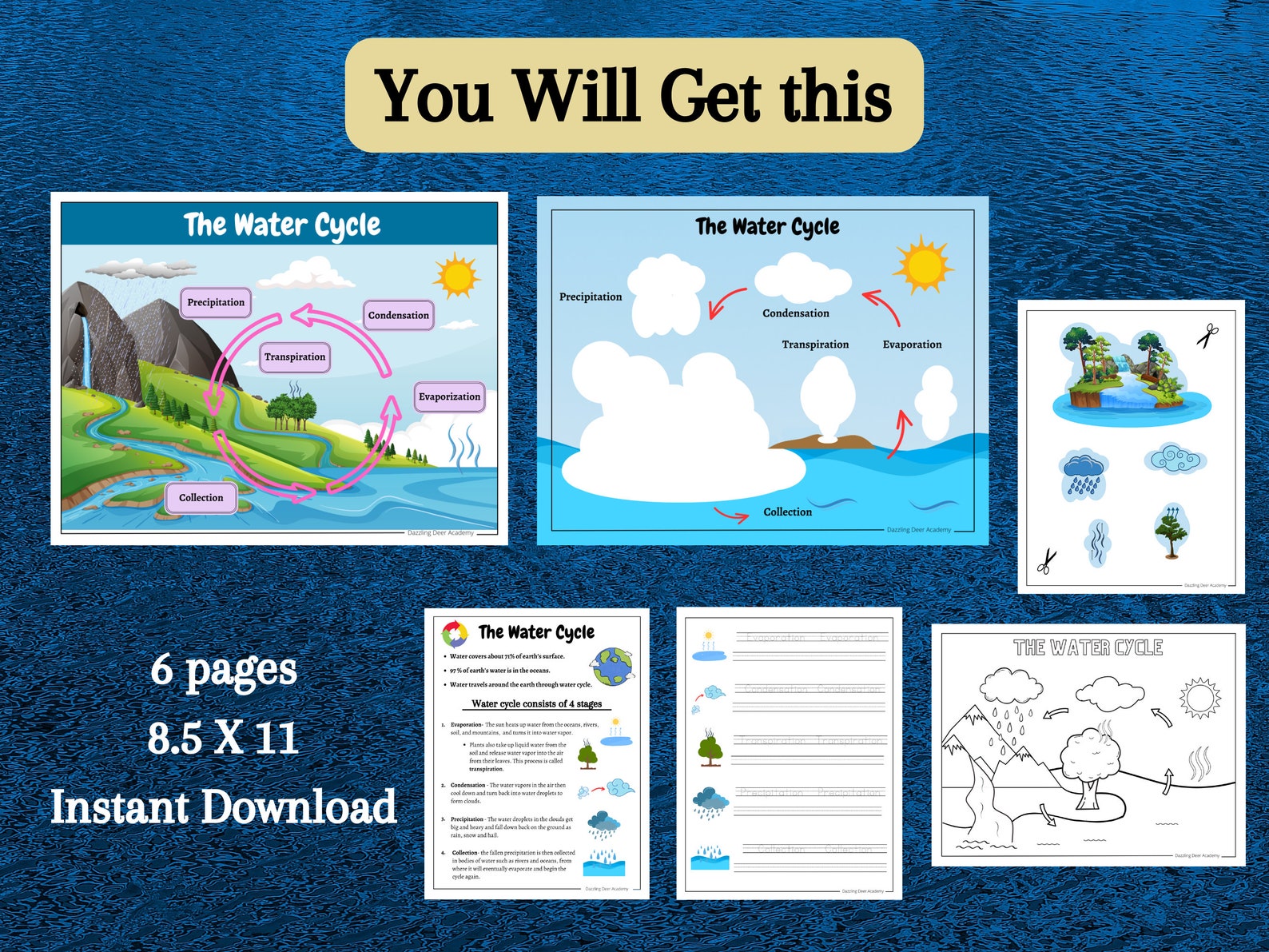 Water Cycle Kids Printable Activity, Water Cycle Unit Study, Preschool ...