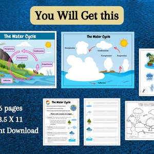 Water Cycle Kids Printable Activity, Water Cycle Unit Study, Preschool ...