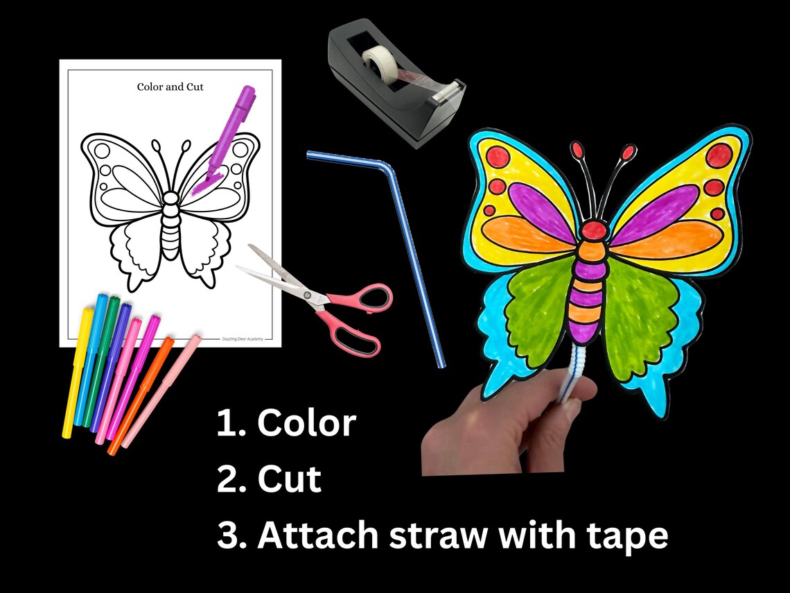 Butterfly Craft for Kids, Printable Spring Craft & Coloring Activity ...