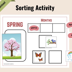 Seasons Printable for Kids, Months of the Year Matching Game, Four ...