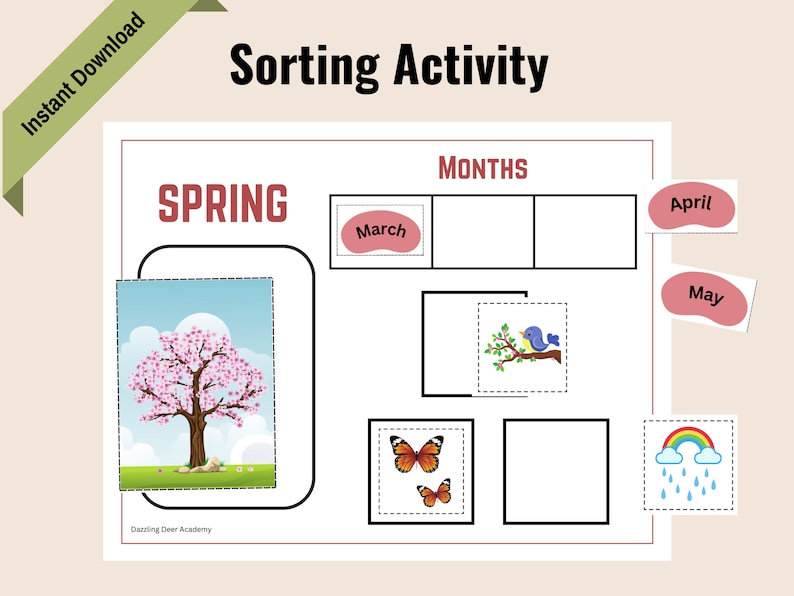 Seasons Printable for Kids, Months of the Year Matching Game, Four ...