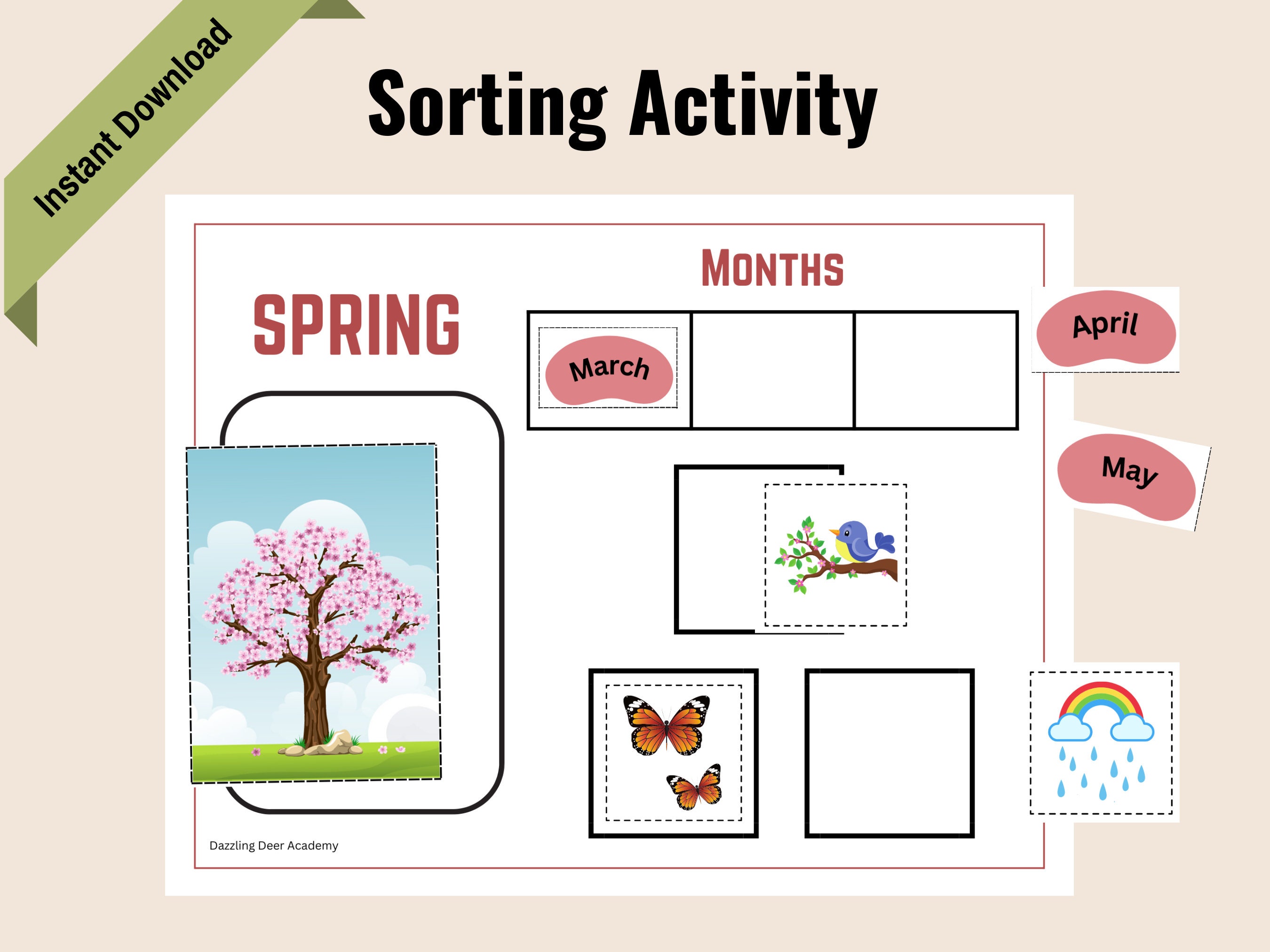 Seasons Printable for Kids, Months of the Year Matching Game, Four ...