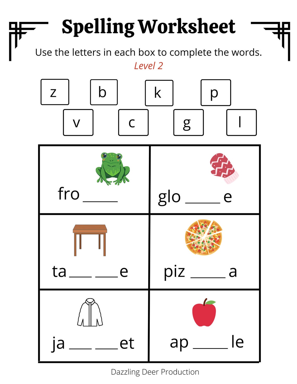 Printable Spelling Worksheets for Kids, Simple Word Practice, Spelling ...