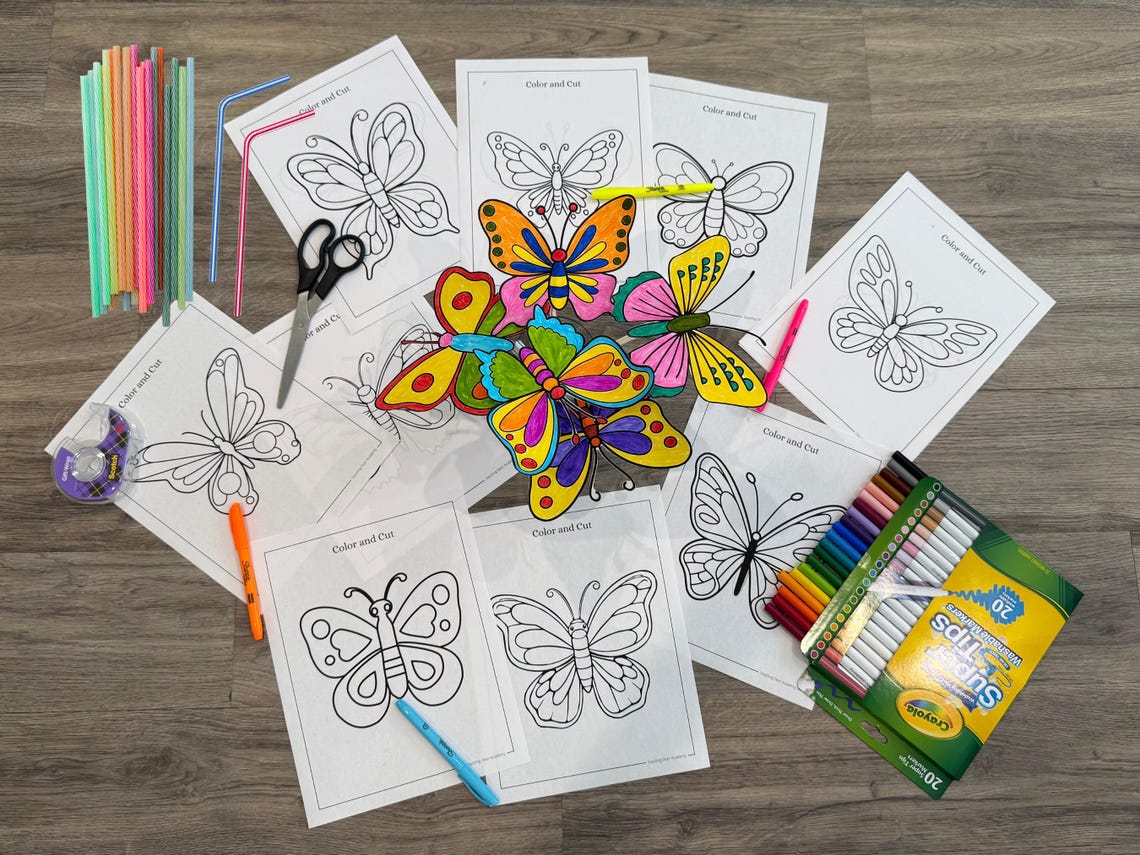 Butterfly Craft for Kids, Printable Spring Craft & Coloring Activity ...