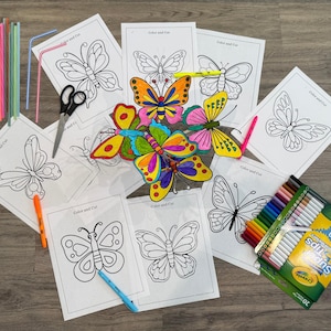 Butterfly Craft for Kids, Printable Spring Craft & Coloring Activity ...