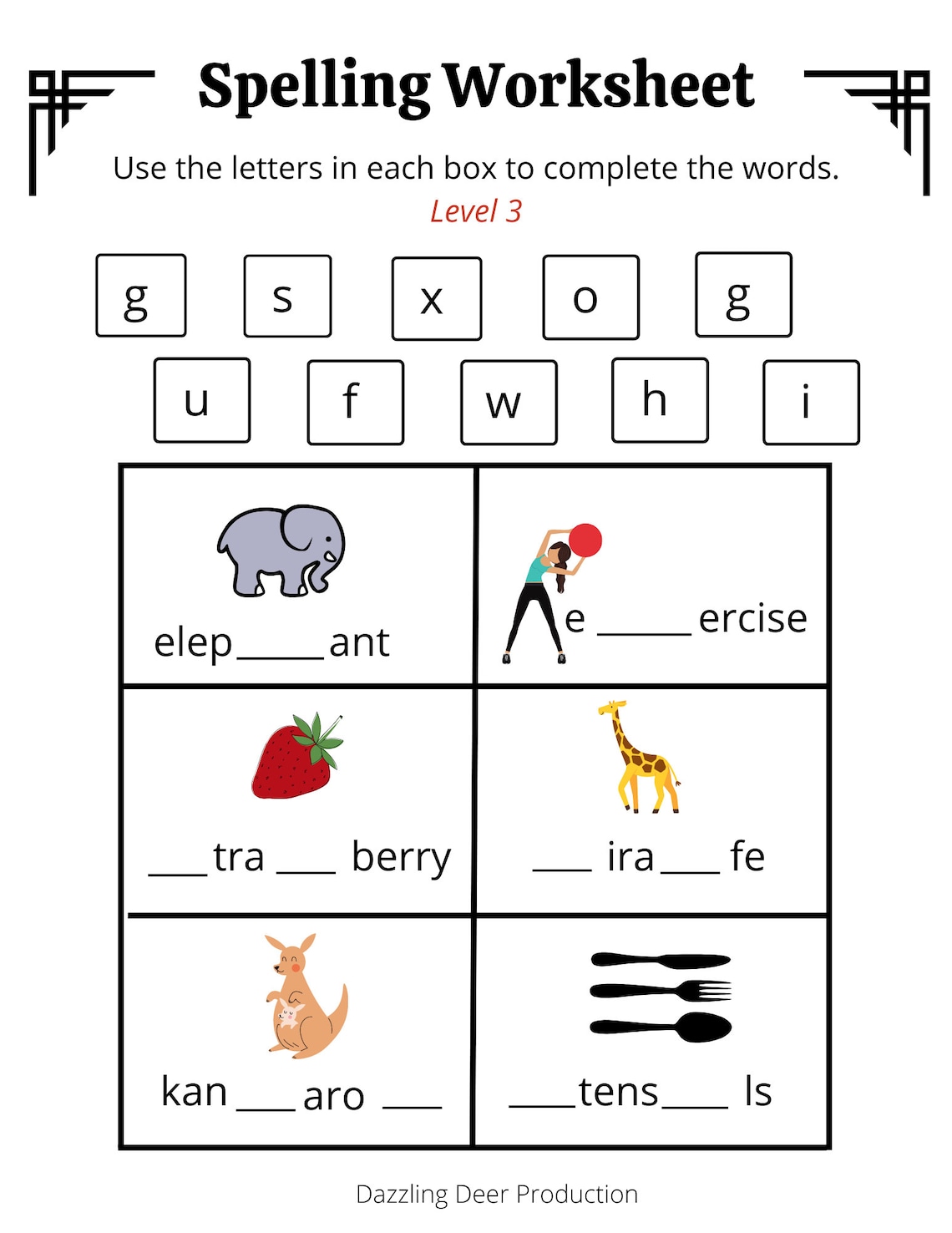 Printable Spelling Worksheets for Kids, Simple Word Practice, Spelling ...