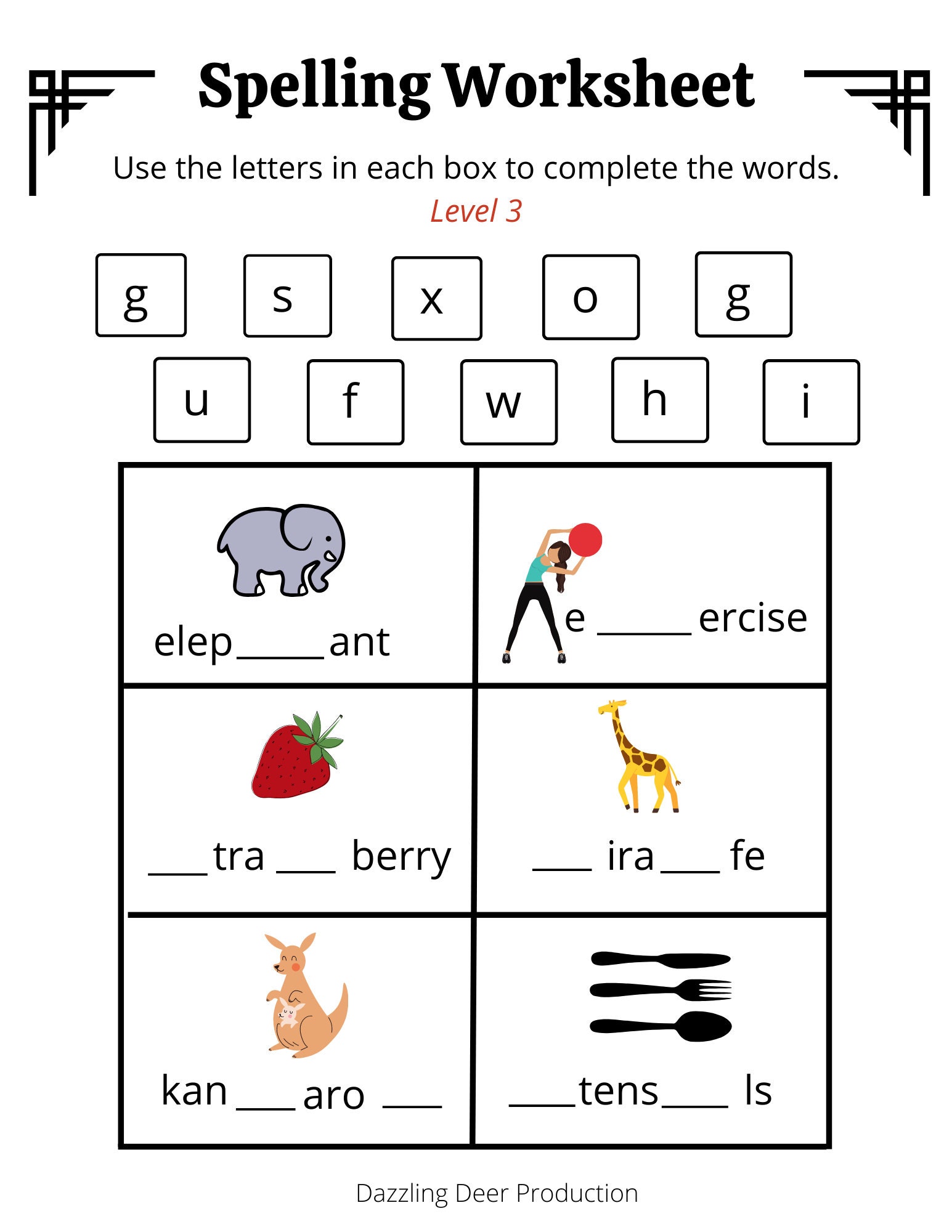 Printable Spelling Worksheets for Kids, Simple Word Practice, Spelling ...
