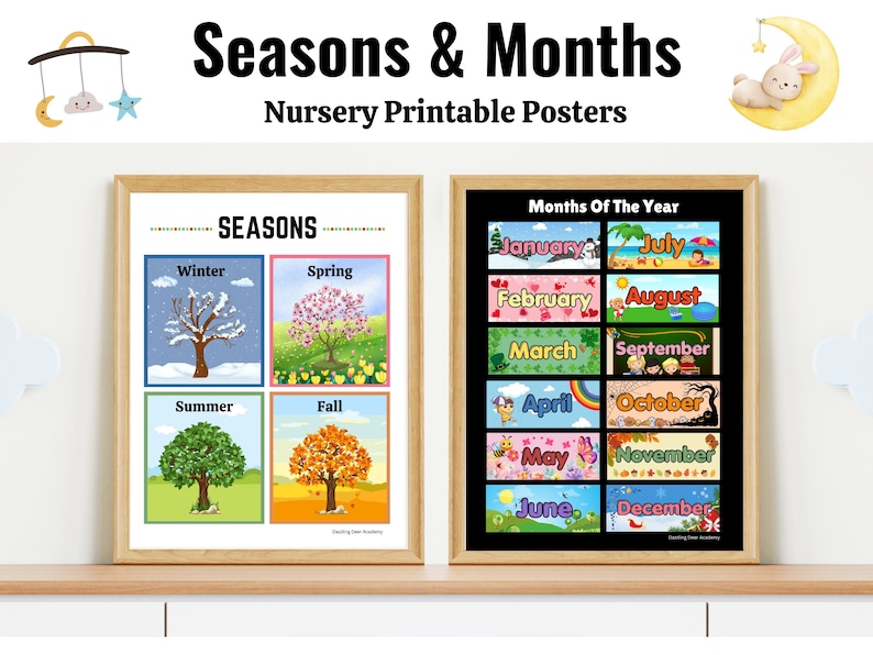 Months of the Year Poster, Seasons Poster, Printable Months Chart ...
