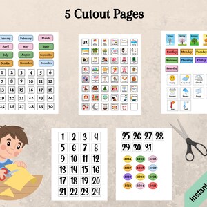 Kids Calendar Printable, Daily Perpetual Wall Calendar, Homeschool ...
