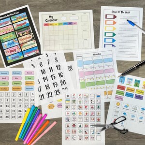 Kids Calendar Printable, Daily Perpetual Wall Calendar, Homeschool ...
