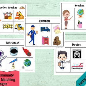 42 Occupation / Job Flashcards & 12 Community Helper Matching by ...