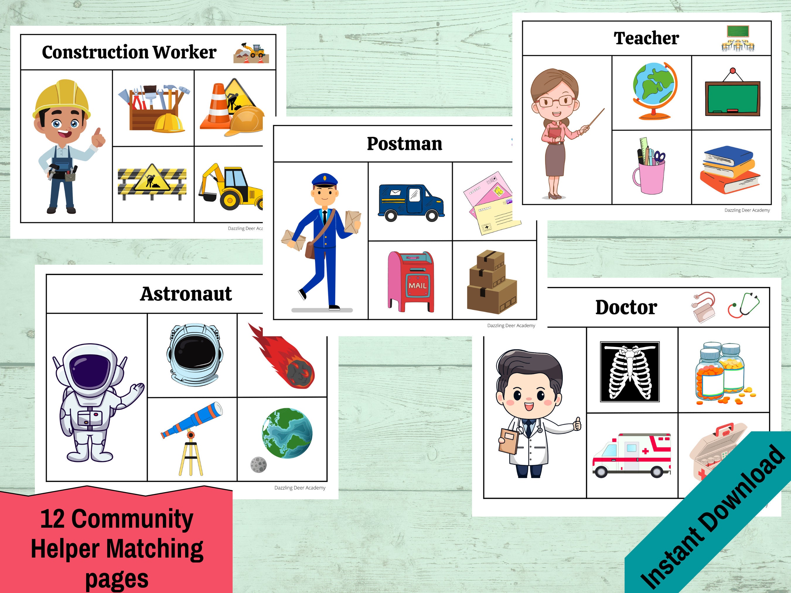 42 Occupation / Job Flashcards & 12 Community Helper Matching by ...