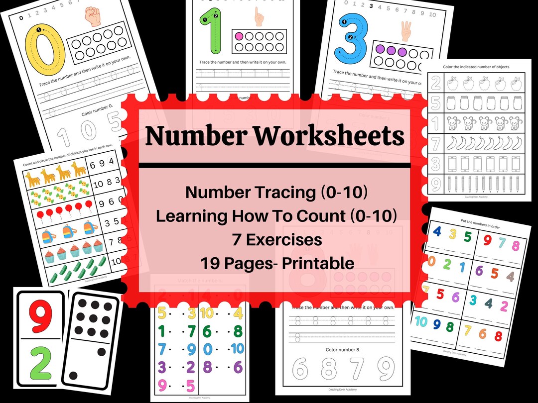 Preschool Number Tracing & Worksheets 0-10, 7 Exercises, Learning How ...