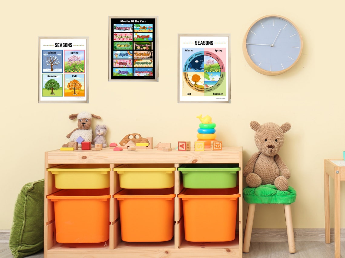 Months of the Year Poster, Seasons Poster, Printable Months Chart ...