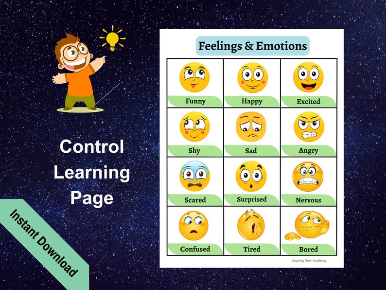 Kids Emotions & Feelings. Emotion Wheel, Emotion Flashcards, Feeling ...