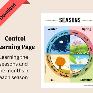 Seasons Printable for Kids, Months of the Year Matching Game, Four ...