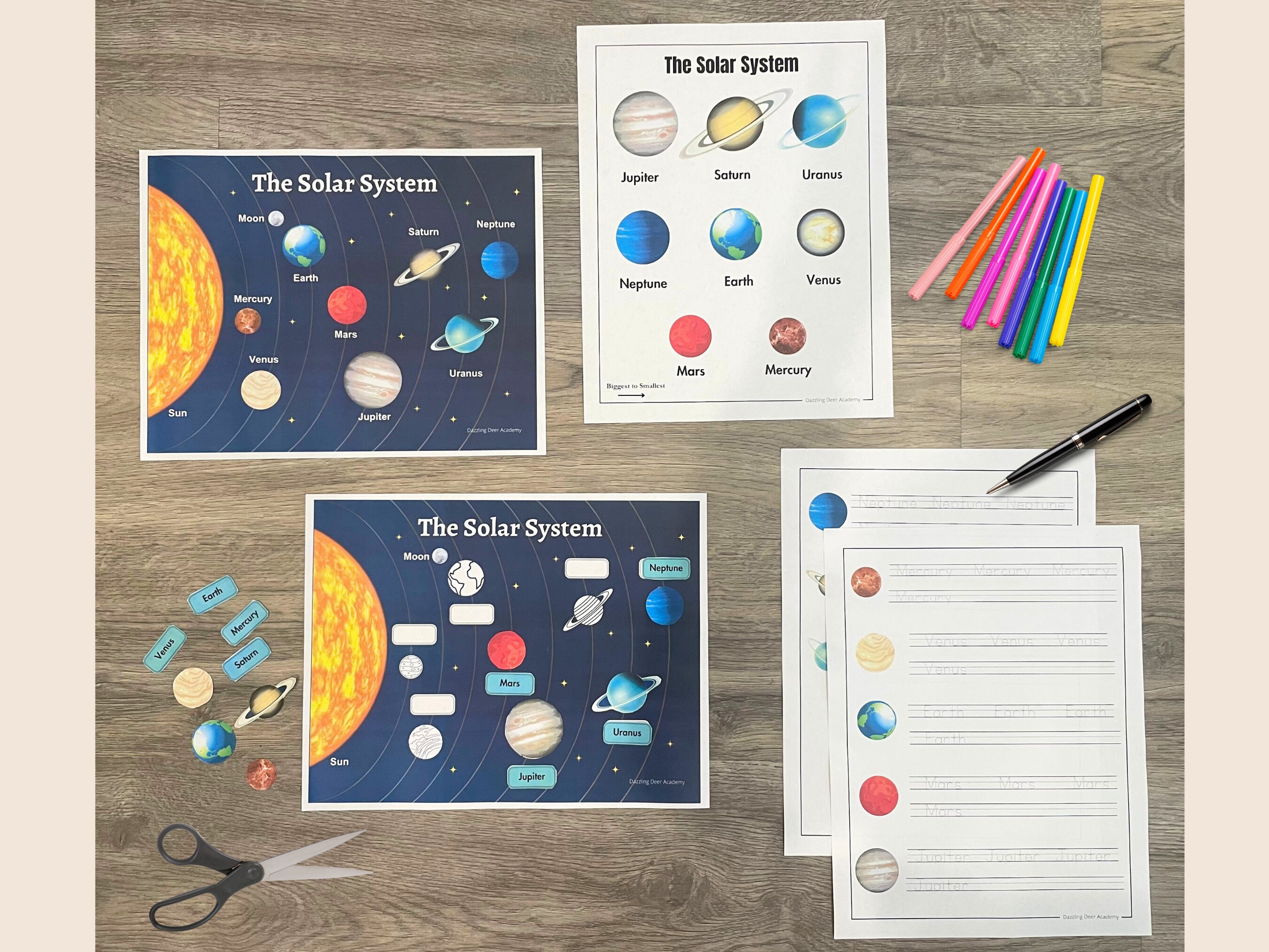 Solar System Printable Learning Activity for Kids, Planet Matching ...