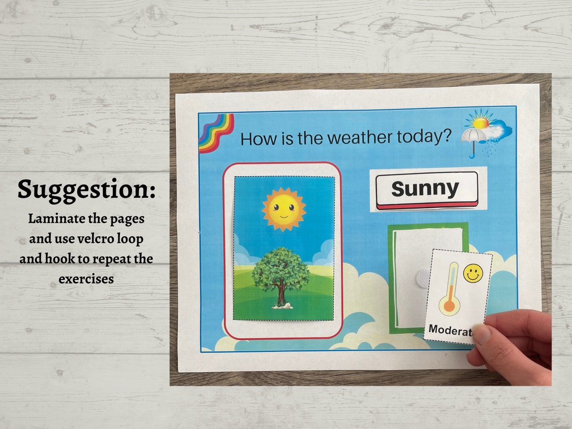 Weather Flashcards & Learning Activity for Kids, Printable Montessori ...