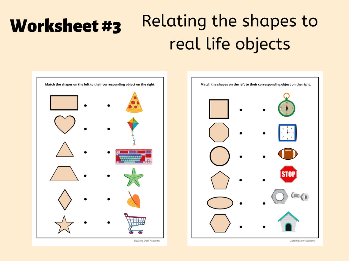 Montessori Shapes Flashcards & Worksheets for Kids Shape - Etsy