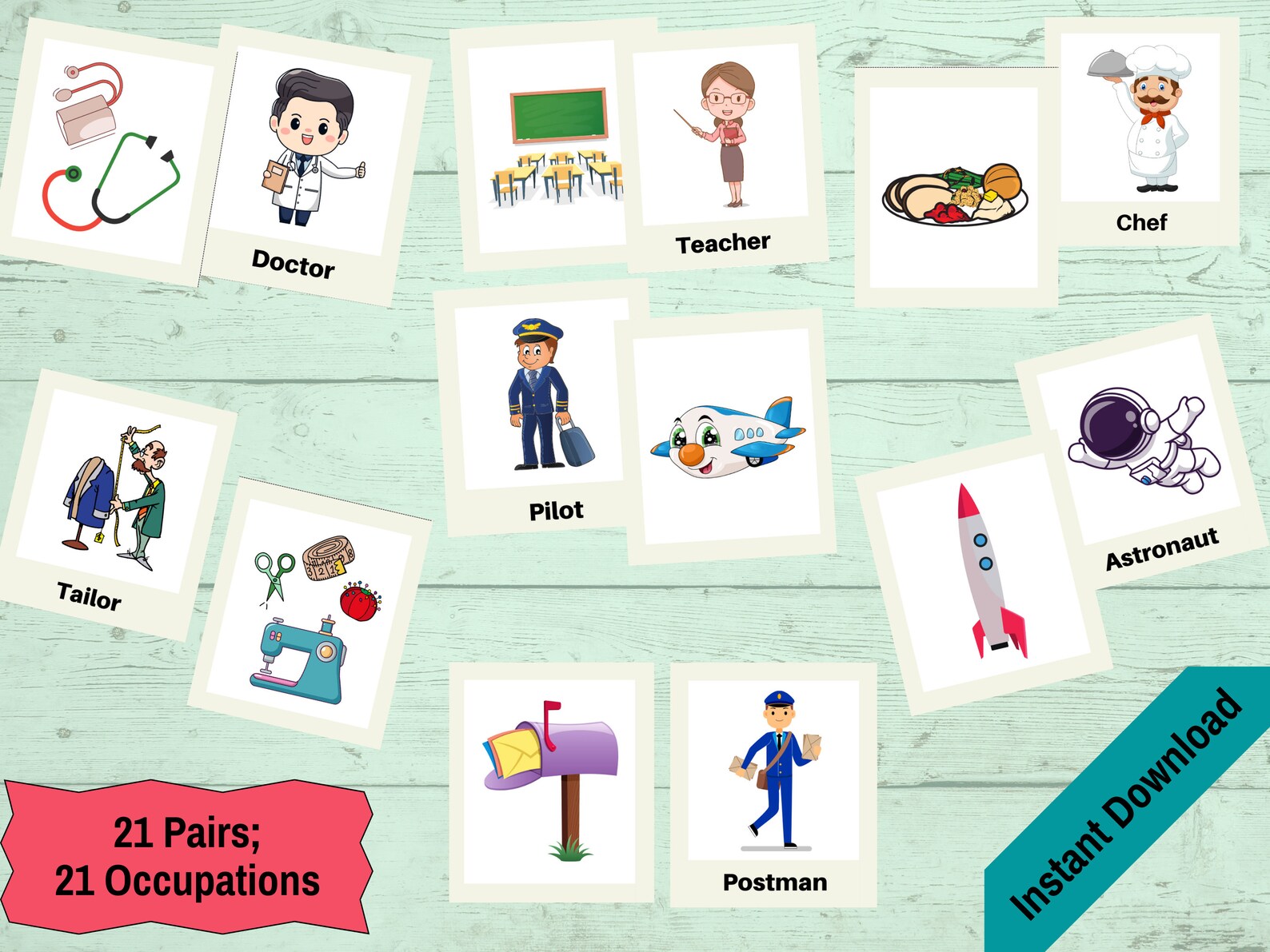 42 Occupation / Job Flashcards & 12 Community Helper Matching by ...