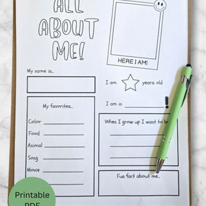 Back to School Printable, All About Me Worksheet, Back to School Sign ...