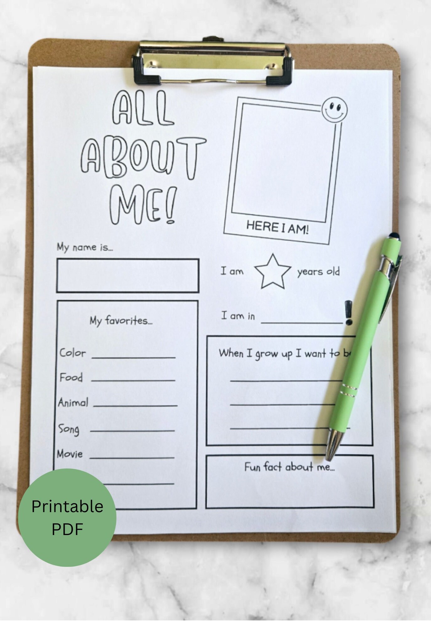 Back to School Printable, All About Me Worksheet, Back to School Sign ...