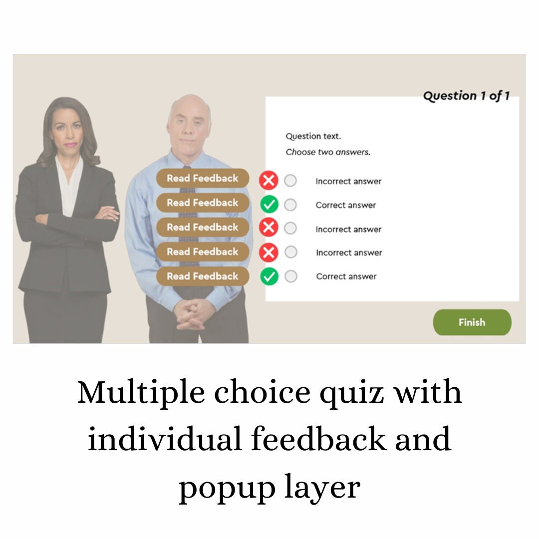 Storyline 360 - Multiple Choice Quiz With Individual Feedback and Popup ...