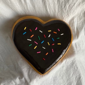 XL Heart Donut Box With Rainbow Sprinkles. Cute Trinket Box Clay Donut ...