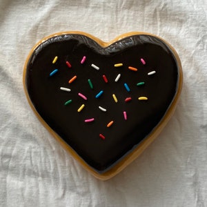 XL Heart Donut Box With Rainbow Sprinkles. Cute Trinket Box Clay Donut ...