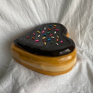 XL Heart Donut Box With Rainbow Sprinkles. Cute Trinket Box Clay Donut ...