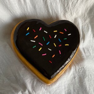 XL Heart Donut Box With Rainbow Sprinkles. Cute Trinket Box Clay Donut ...