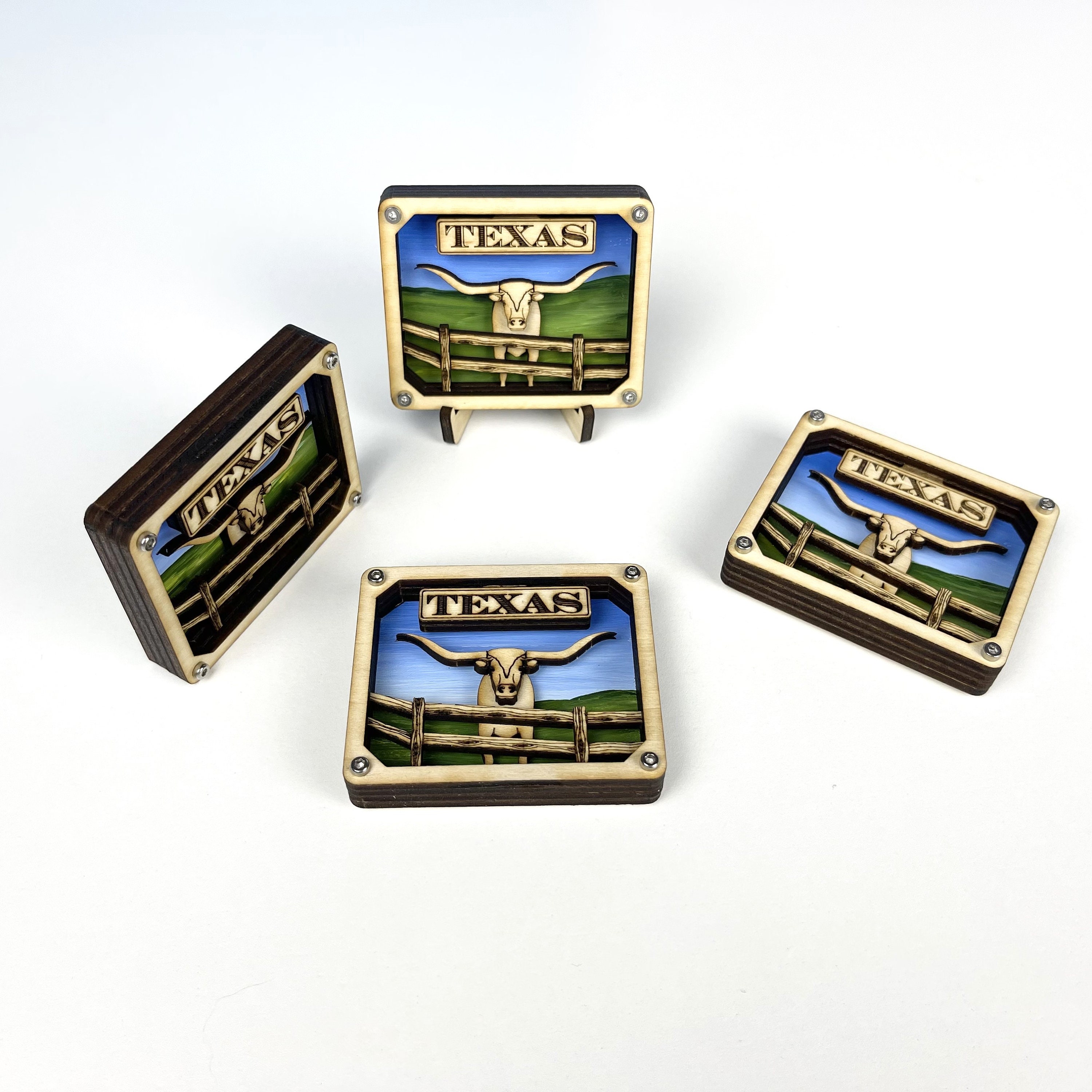 Laser Cut Wood Texas Longhorn Magnet, Hand-painted Souvenir - Etsy
