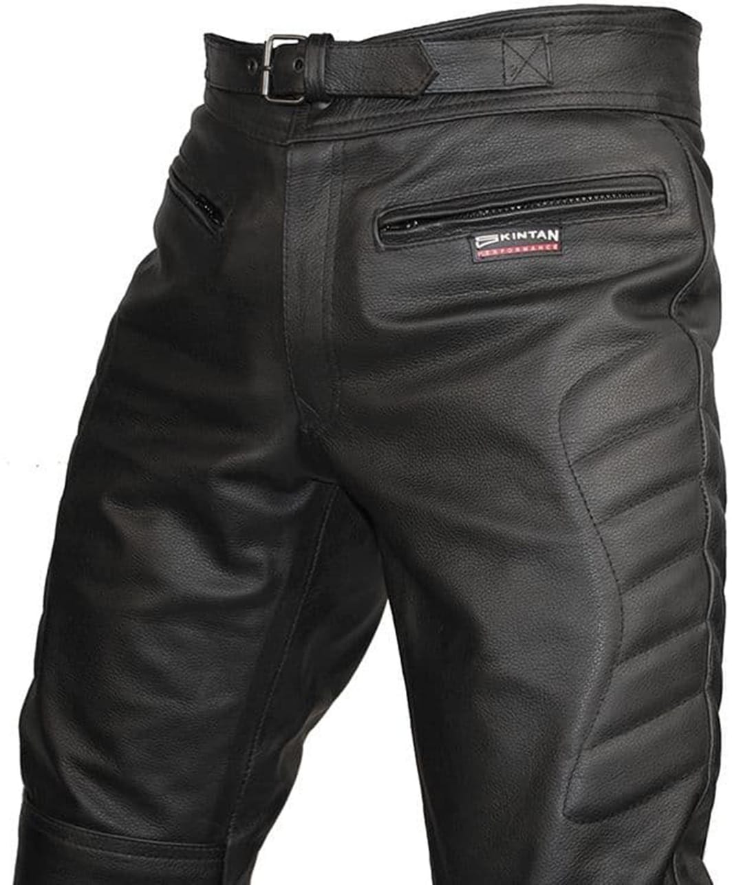 Leather Black Motorcycle Trousers, Men's Padded Biker Jeans, Quality ...