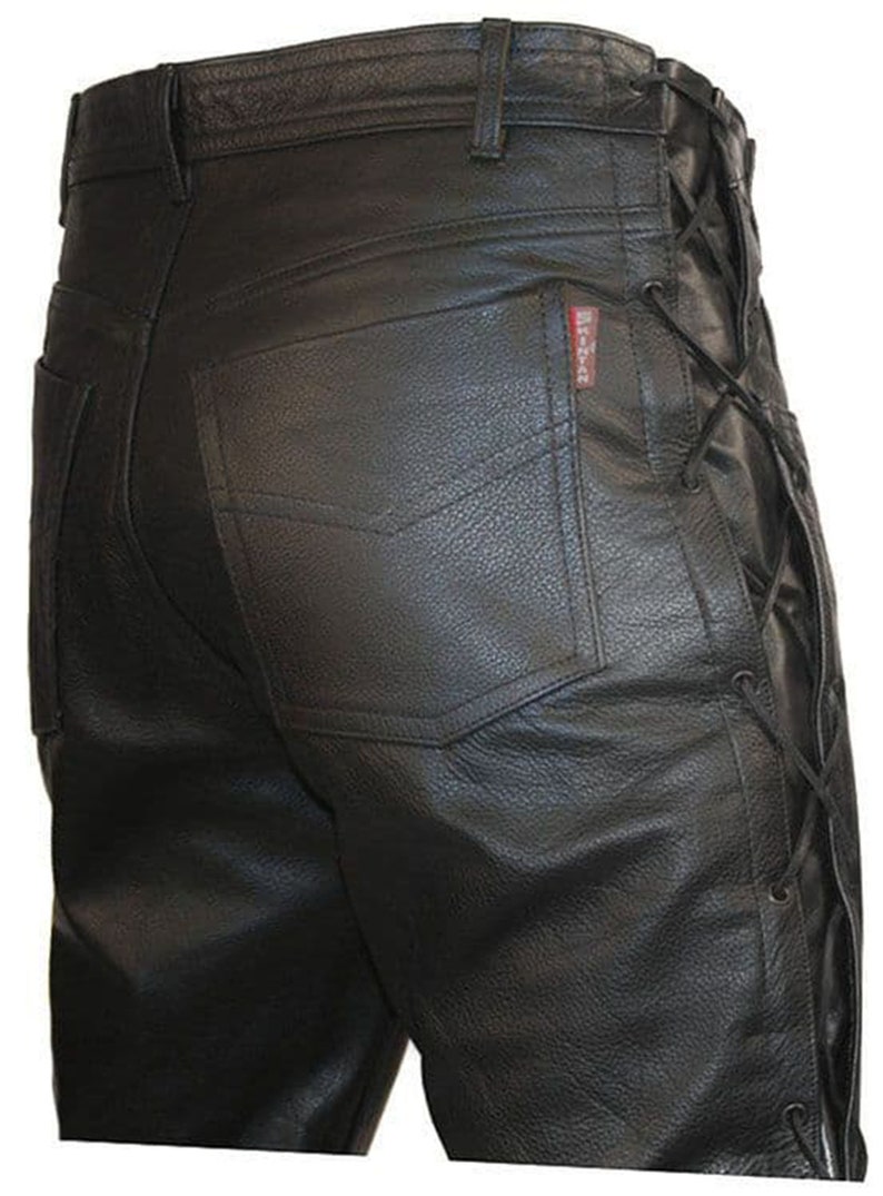 Lace Side Cowhide Leather Motorcycle Pants, Easy Rider Biker Trousers ...