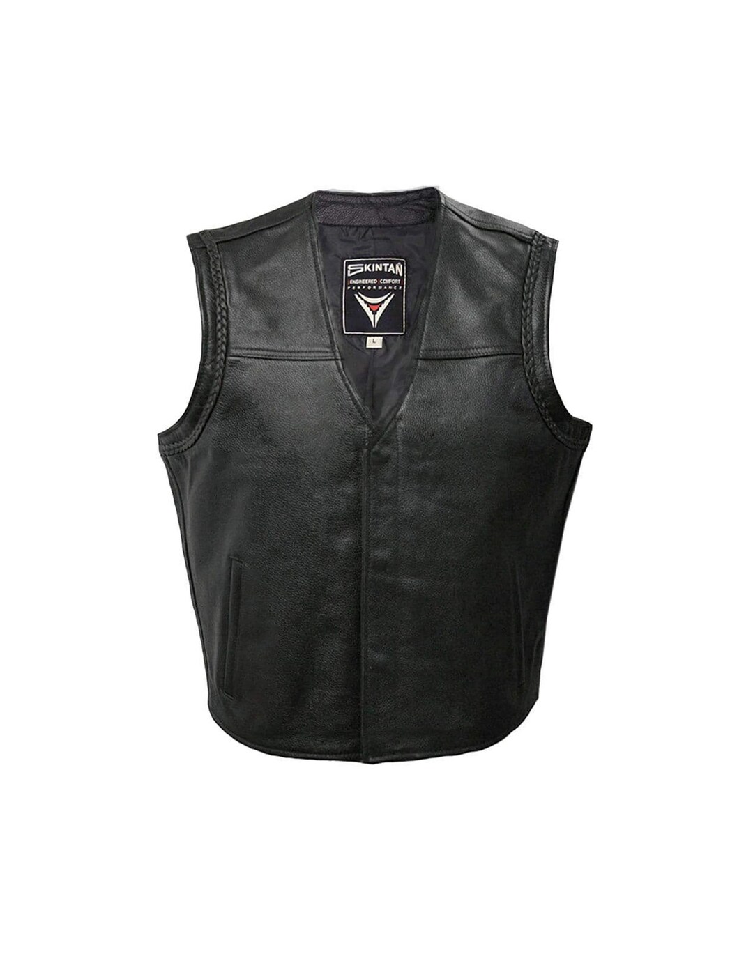 Cowhide Leather Biker Vest, Plait Detail, SOA Style - Etsy
