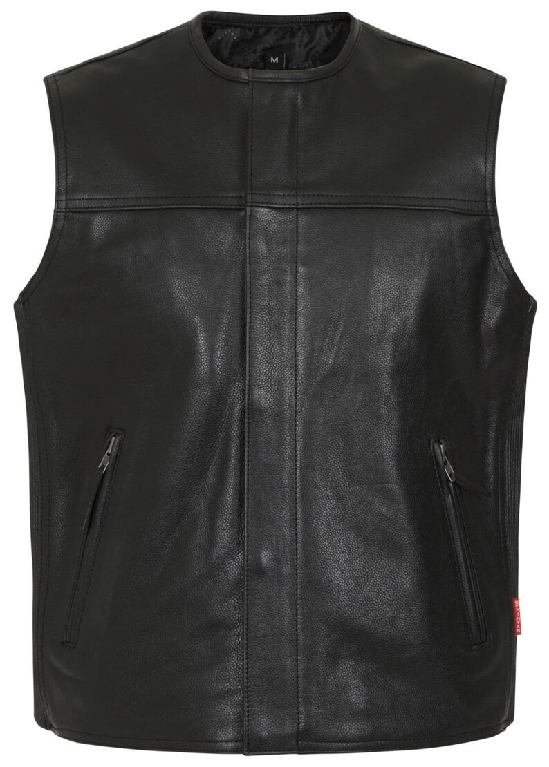 Real Leather Vest, Cowhide Biker Waistcoat With Stretch Elastic Sides ...