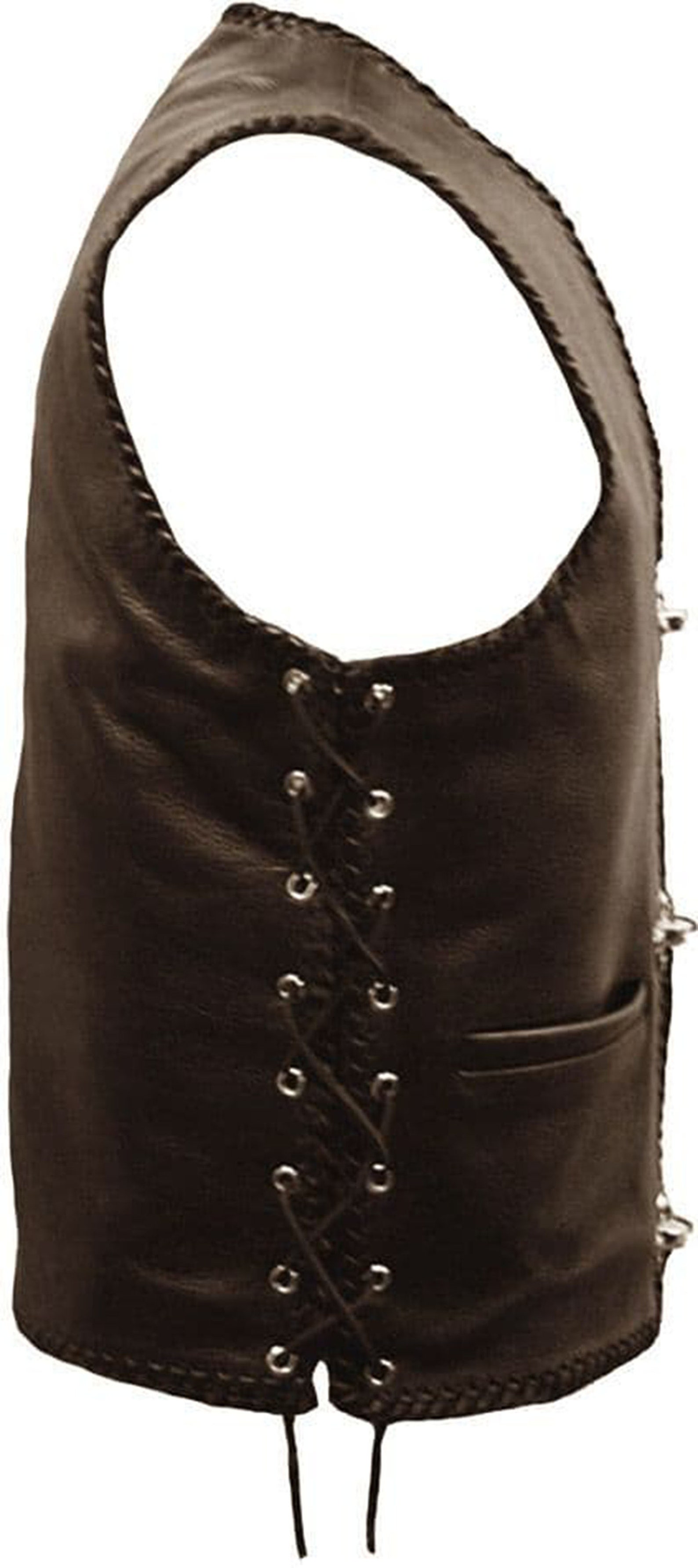 Genuine Leather Biker Vest: Cowhide Waistcoat With Fishhook Fasteners ...