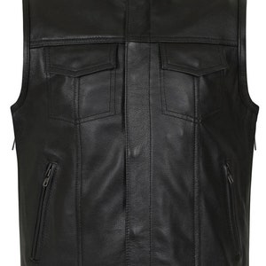 Reyes Men's Real Full Grain Cowhide Leather Motorcycle Vest Expandable Biker Waistcoat ...