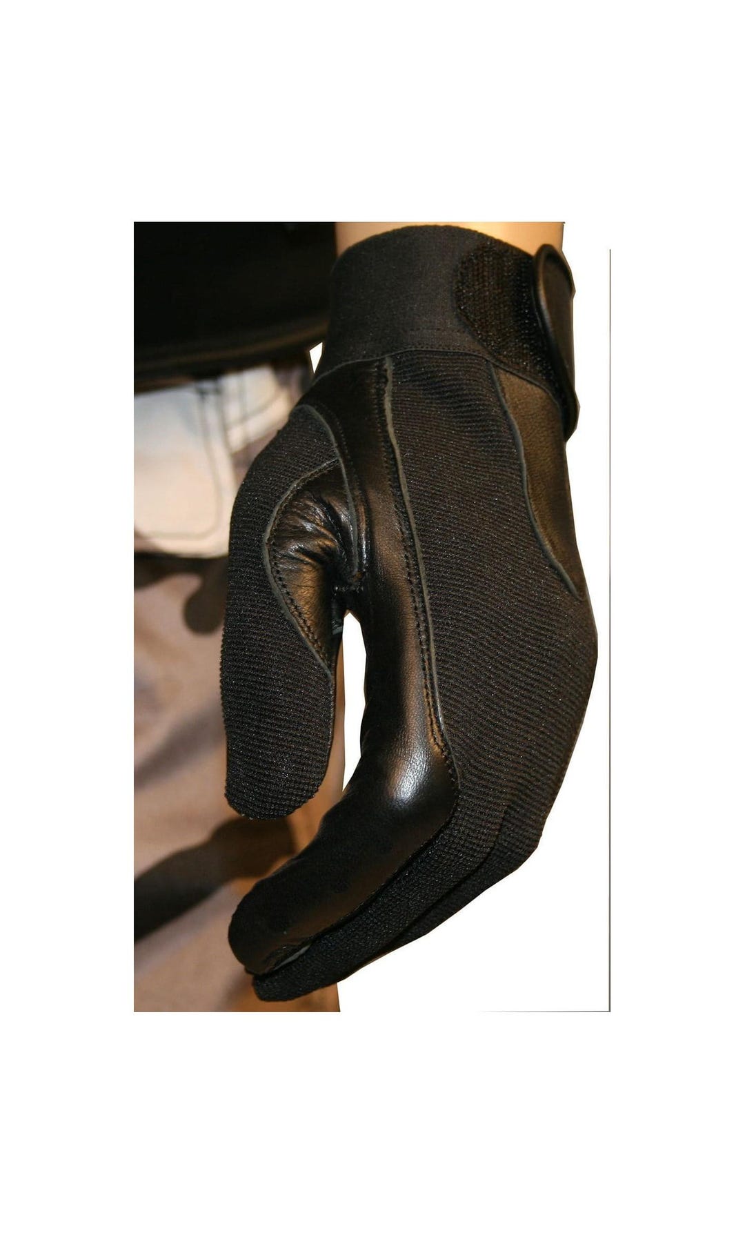 Leather & Stretch Fabric Pit Crew. Mechanic's Gloves in Black Cowhide ...