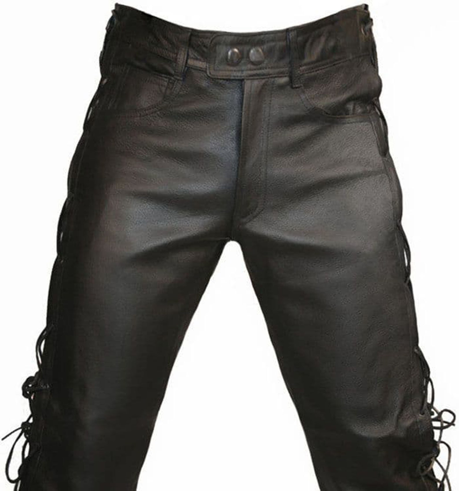 Lace Side Cowhide Leather Motorcycle Pants, Easy Rider Biker Trousers ...