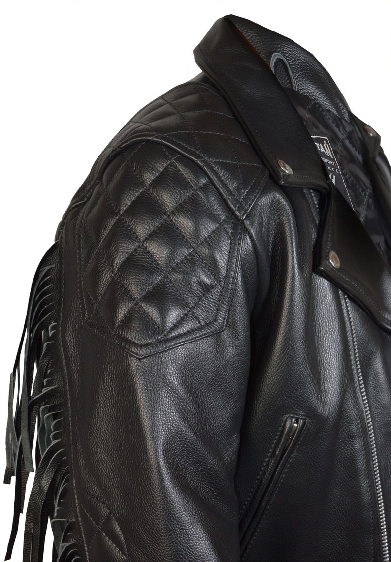 Fringed Real Leather Men's Motorcycle Jacket With Fringes. Made in ...
